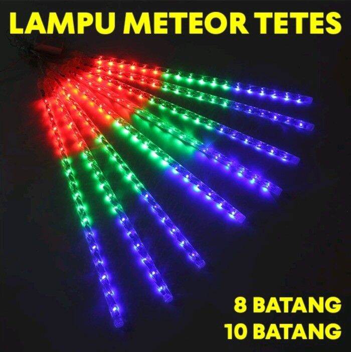 Lampu Meteor LED Hujan 50cm RGB WARNA WARNI 1set 10batang | Lazada ...
