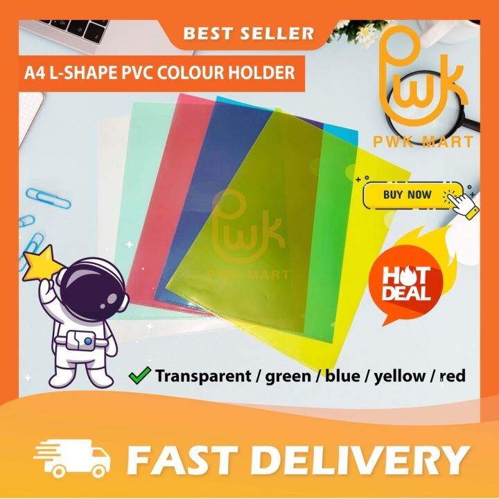 A4 PVC COLOR TRANSPARENT DOCUMENT HOLDER FILE (L SHAPE) 5 COLORS-TSE310 | Lazada