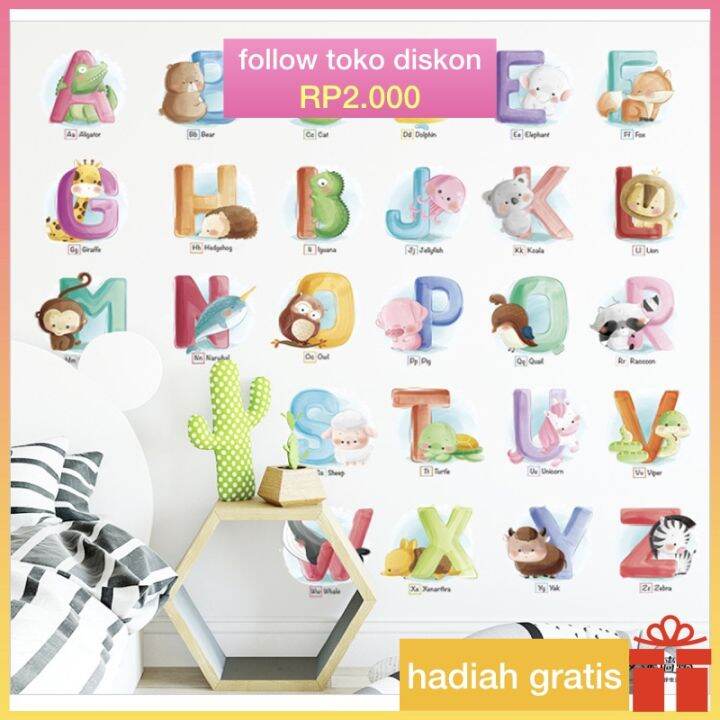 stiker dinding abjad / wall stiker dinding pvc transparan （60cm*90cm ...