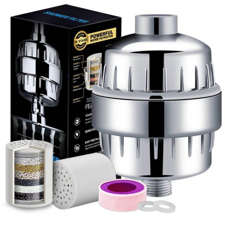 15 Stages Shower Water Filter Removes Chlorine Fluoride Heavy Metals ...