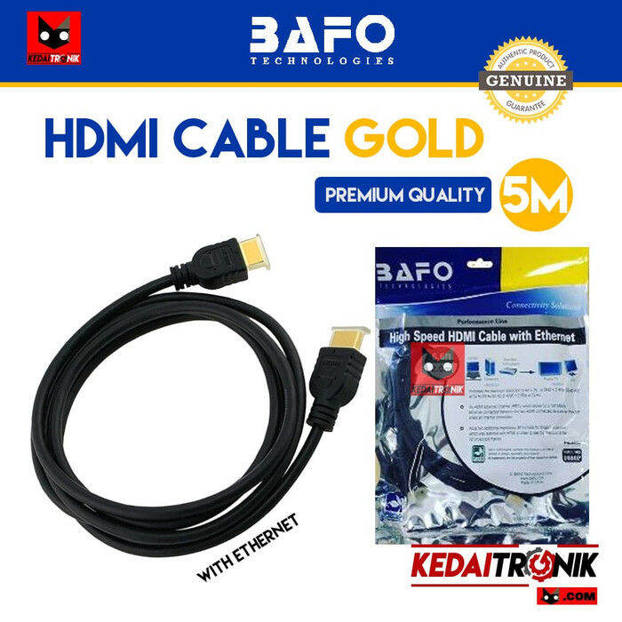 Kabel HDMI BAFO 5M GOLD NEW Cable + Ethernet 2.0 4K 5 Meter V1.4 V2.0 ...