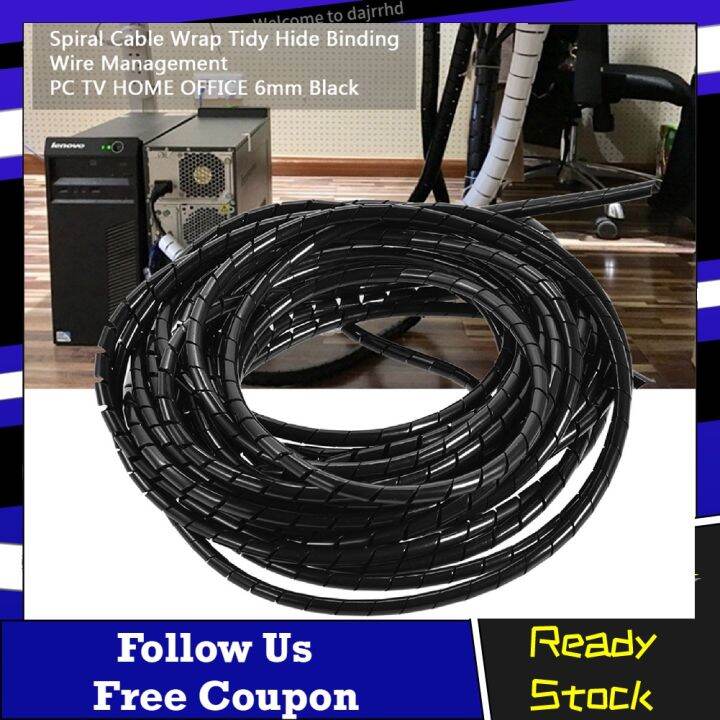 【READY STOCK】 Ready Stock 10m Spiral Cable Wrap Tidy Hide Binding Wire ...