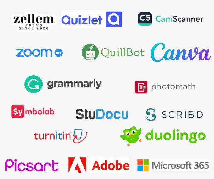 Quillbot, Grammarly, Picsart, Canva Pro, Quizlet plus, Quizlet plus ...