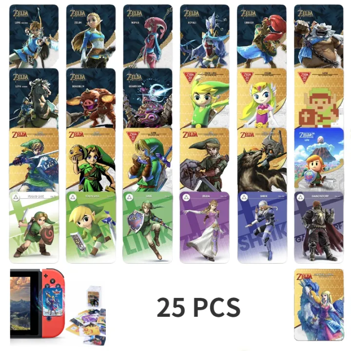 The Legend Of Zelda Breath Of The Wild 25 Piece Set Switch Amiibo Card Skyward Linkage Game ...