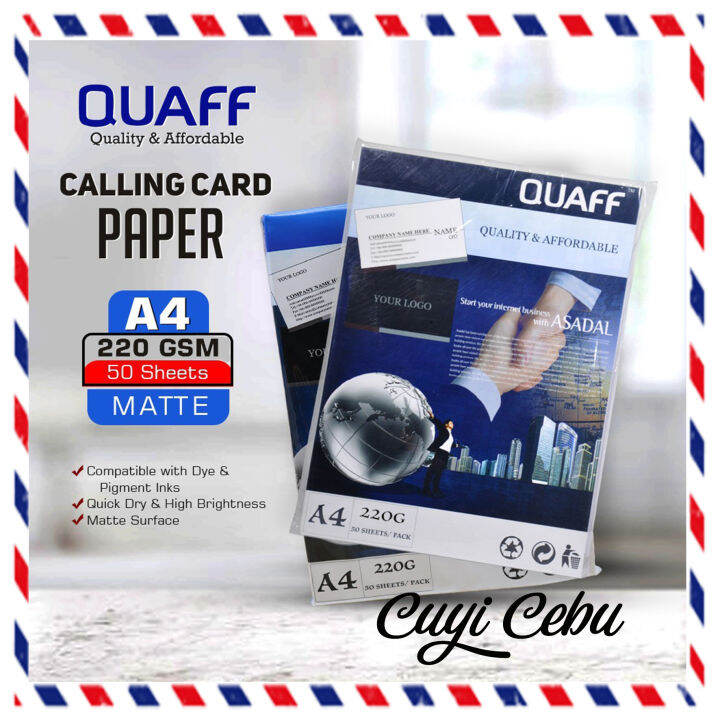 1 pck Quaff Calling Card Matte Paper White 220gsm / 250gsm A4 | Lazada PH