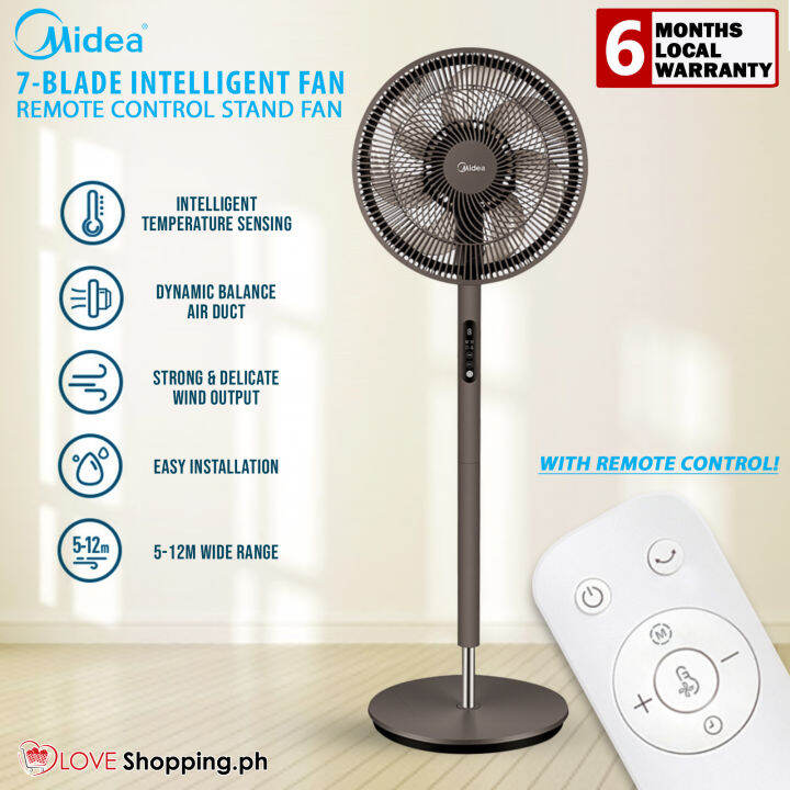MIDEA Dual Purpose Electric Fan with 7 Bionic Blades Smart Fan Remote ...