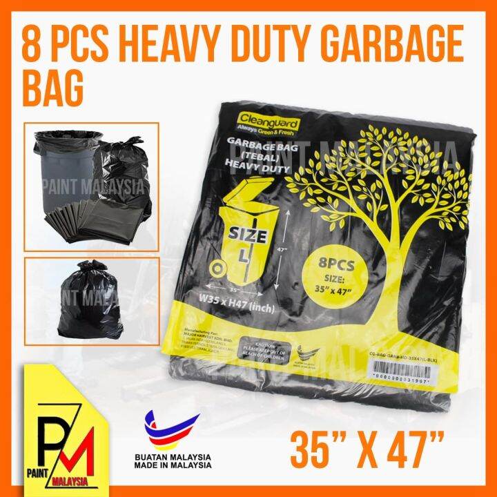 CLEANGUARD Garbage Bag Size L Heavy-Duty Black Rubbish Trash Bag ...