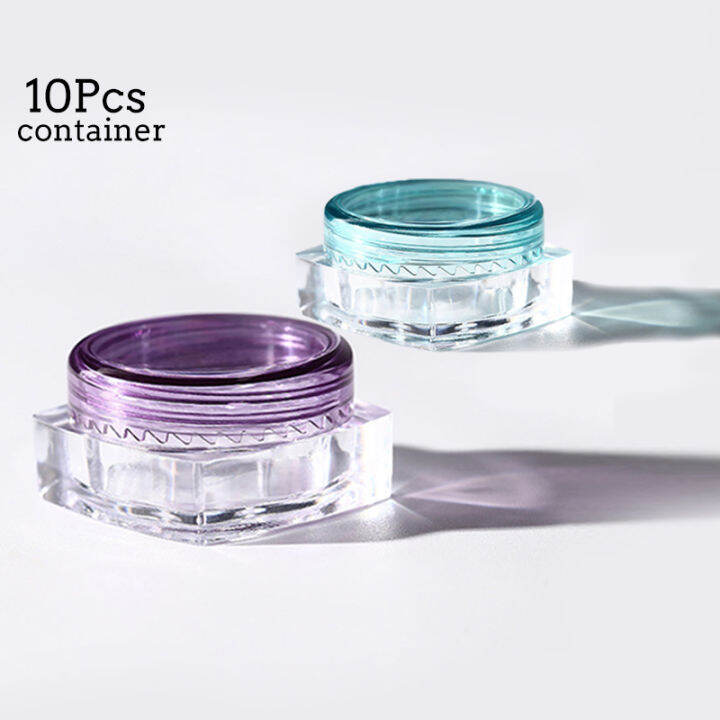 【🚛24 Hours Shipping】10PCS Square Clear Mixed Colors Cosmetic Empty Jar ...