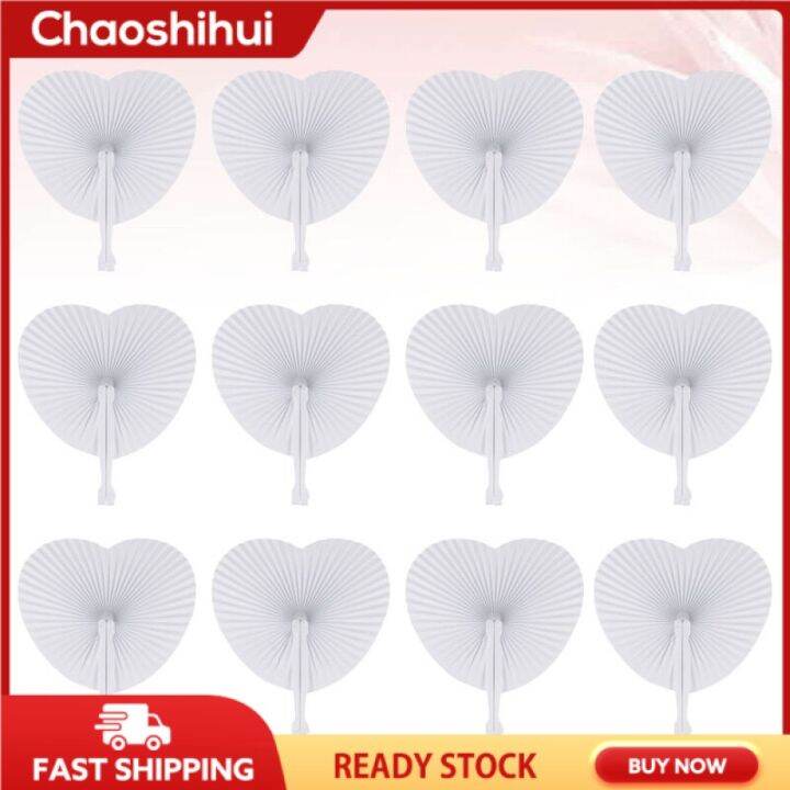 Chaoshihui 36 Pcs Handheld Fan White Paper Origami Folding Fans Beach ...