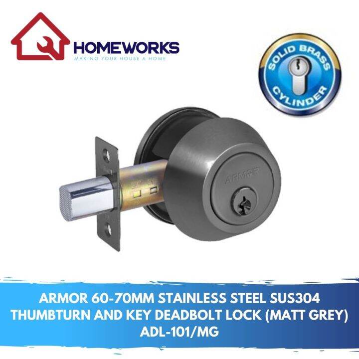 60-70MM 304 S/STEEL THUMBTURN AND KEY DEADBOLT DOOR LOCK ADL-101 | Lazada