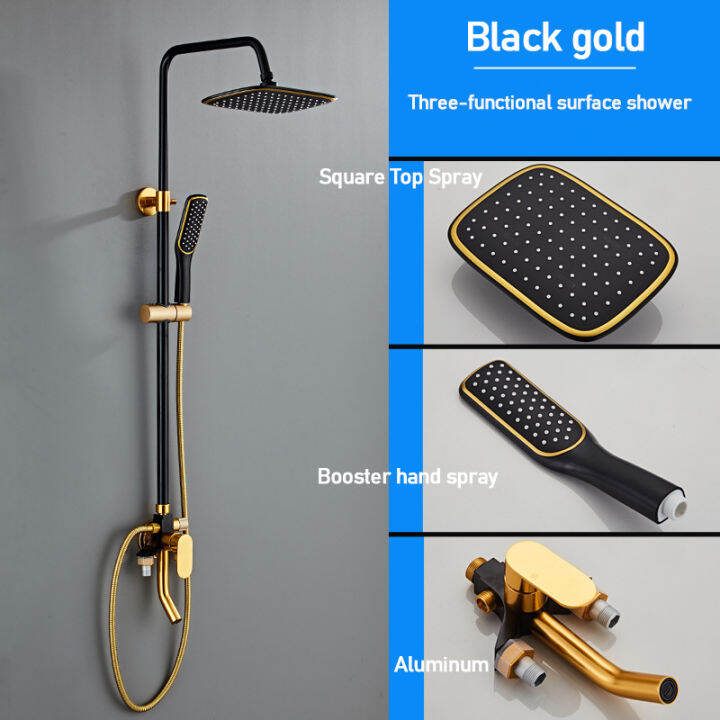 Shower Dinding Tiang Set Bentuk Kran Panas Dingin Kotak Bahan Stainless ...