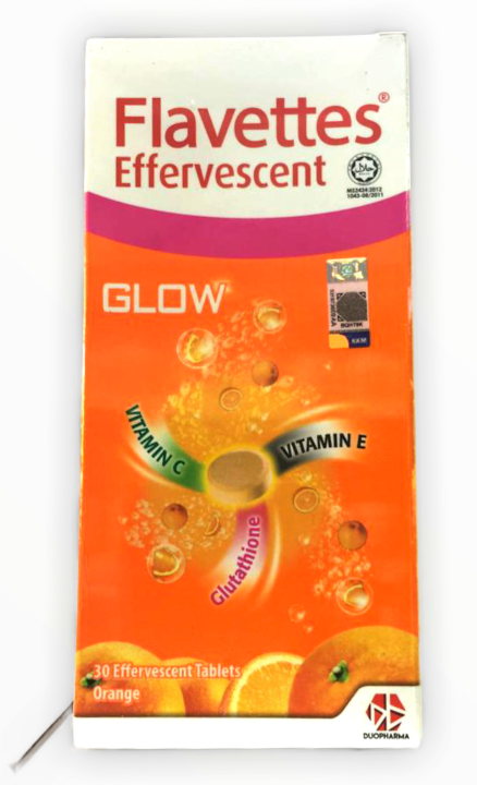 Flavettes Effervescent Glow - Vit C 1000mg, Vit. E 15iu, Glutathione ...