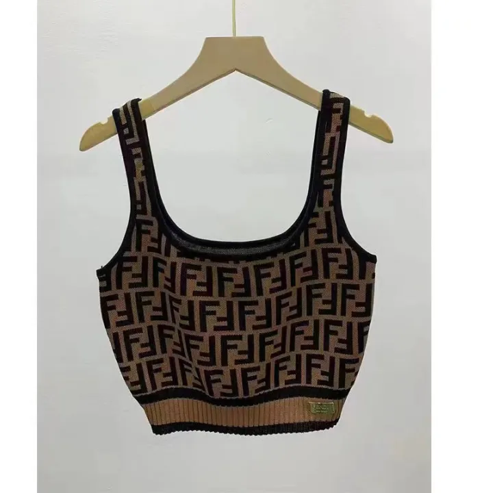 FENDI Camisole ผู้หญิง2022ฤดูใบไม้ร่วงผลิตภัณฑ์ใหม่ที่มีท็อปส์ซูตัด ...