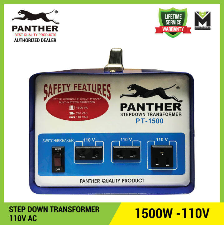 Panther PT 1500w-110v Step-down Transformer 1500 Watts, Input 220VAC, Output 110VAC Single Phase ...