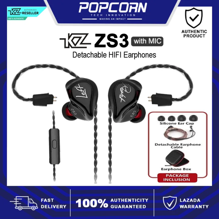 KZ ZS3 Detachable Design HiFi In Ear Stereo Earphones Noise Cancelling ...