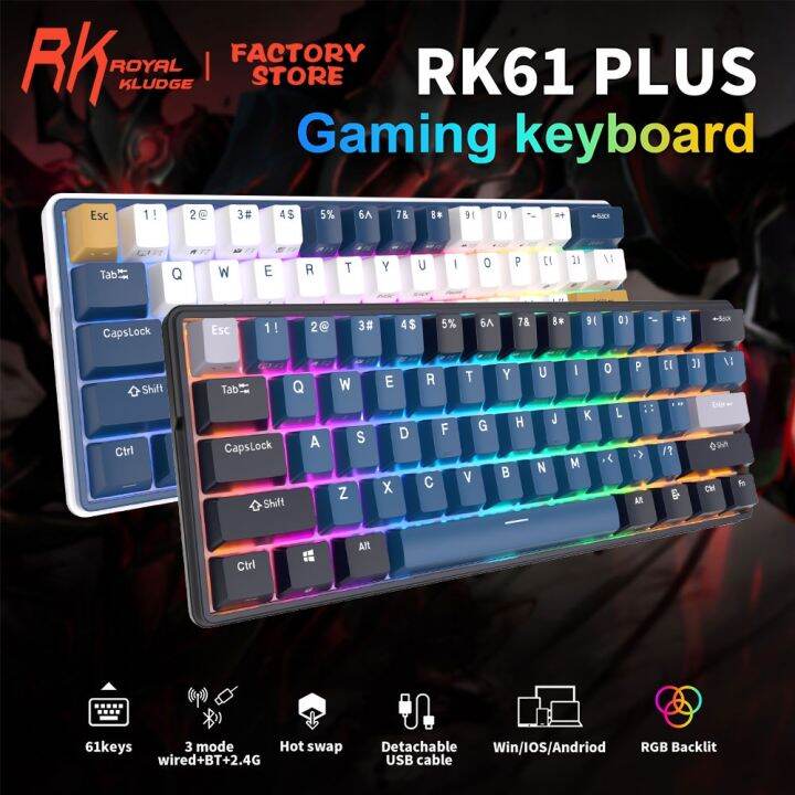 Ready stockRoyal Kludge RK61PLUS RK61 RGB 3 Modes Hotswap Mechanical ...