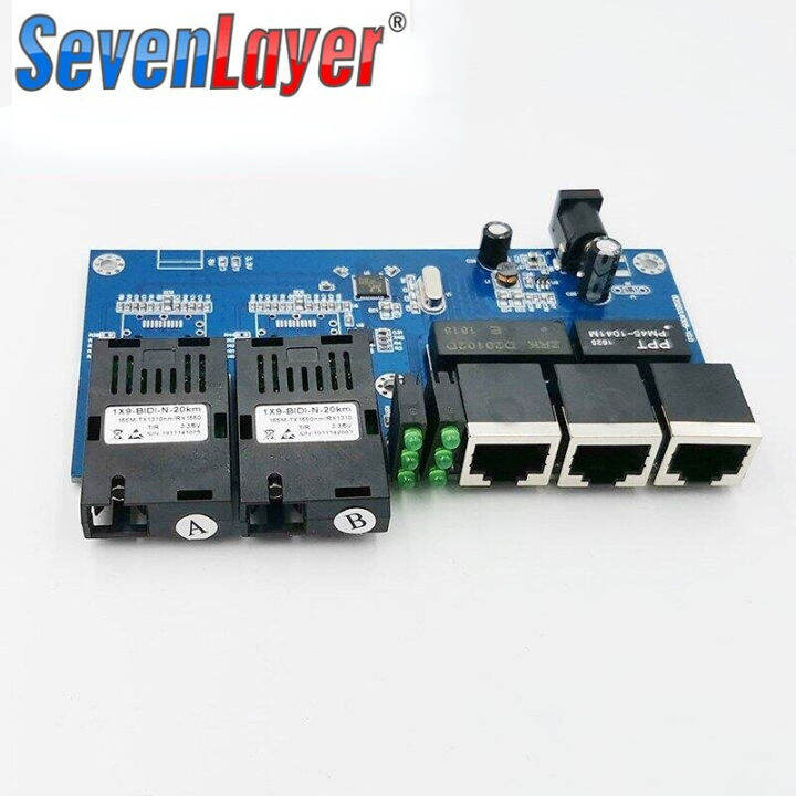 10/100M Fast Ethernet Fiber Optical Media Converter Single Mode 3 RJ45 ...