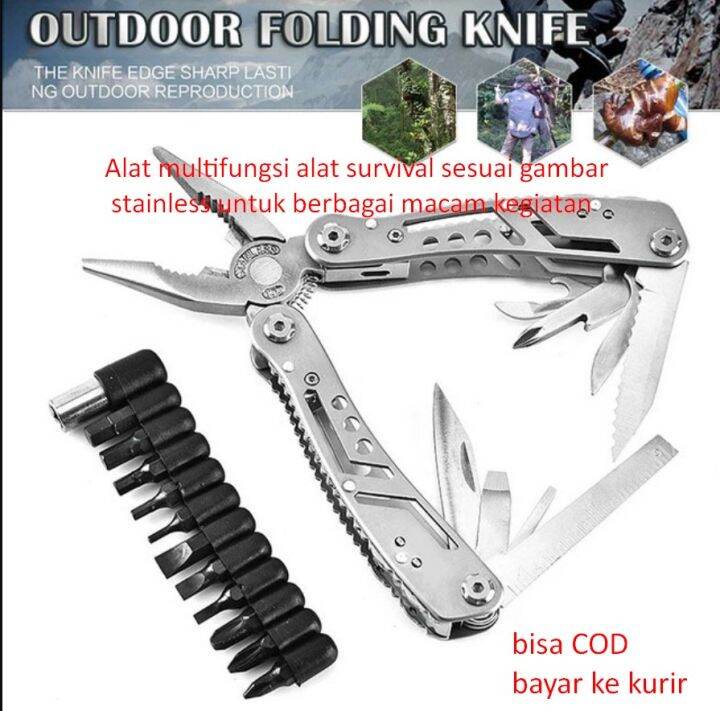 Alat multifungsi alat survival sesuai gambar stainless untuk berbagai ...