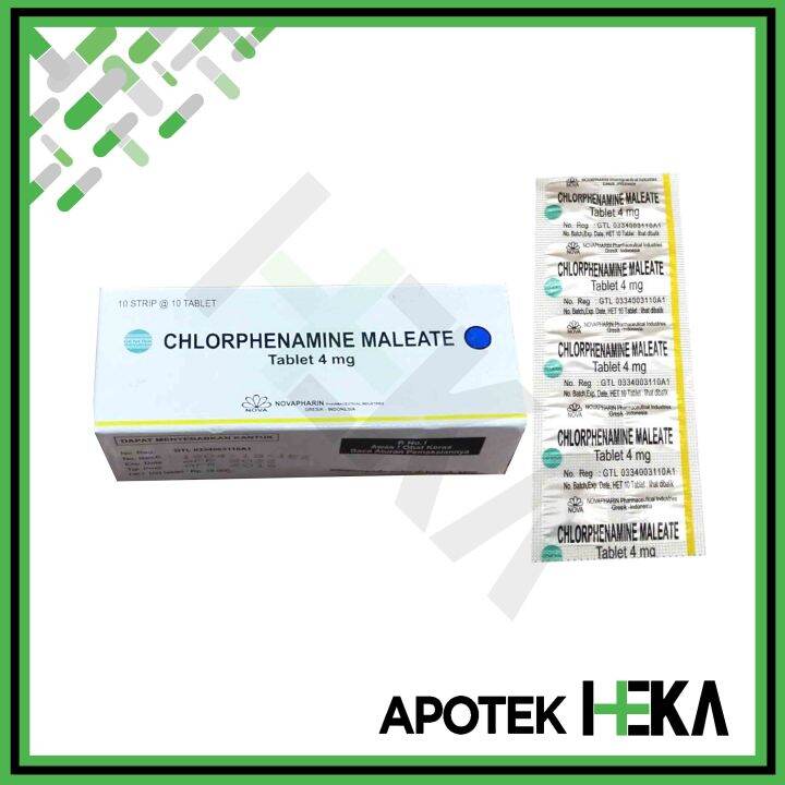 Chlorphenamine Maleate 4 mg Novapharin Box isi 10x10 Tablet - CTM ...