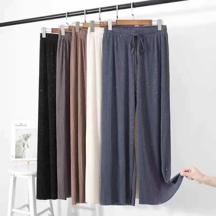 NEW SHINY TRENDY KOREAN PLEATED SQ PANTS W/ SILVER DUST DESIGN JIJ8 ...