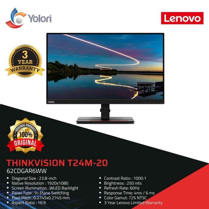 Lenovo ThinkVision T24m-20 23.8-Inch - R6WW | Lazada Indonesia