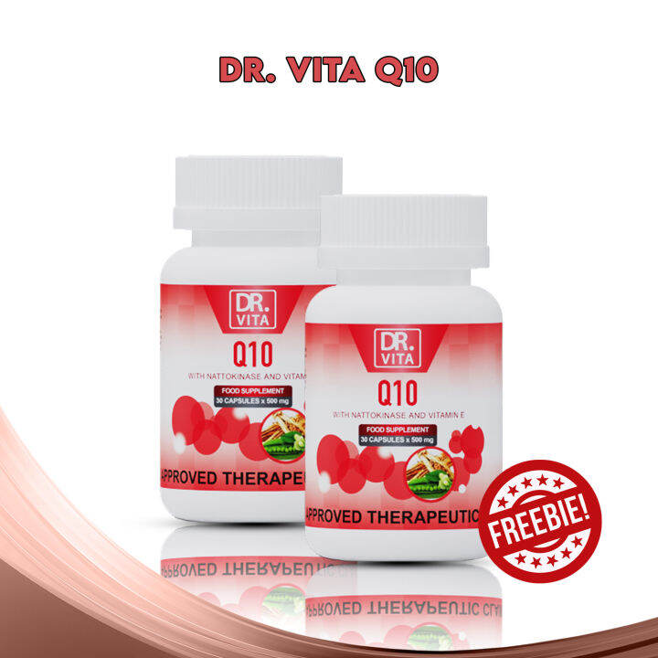 [VARIATION] Dr. Vita (WITH FREEBIES) Q10 with Nattokinase and Vitamin E 500mg 30 capsules ...