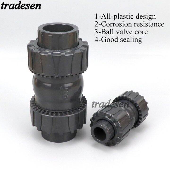 （Valves）PVC Check Valve Double Union One Way Non-Returned Valve I.D20mm ...