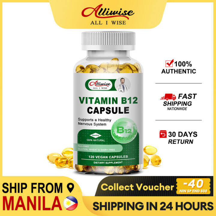 ALLIWISE Vitamin B12 Capsules 500 Mcg Nervous System Health Support Energy Production and ...