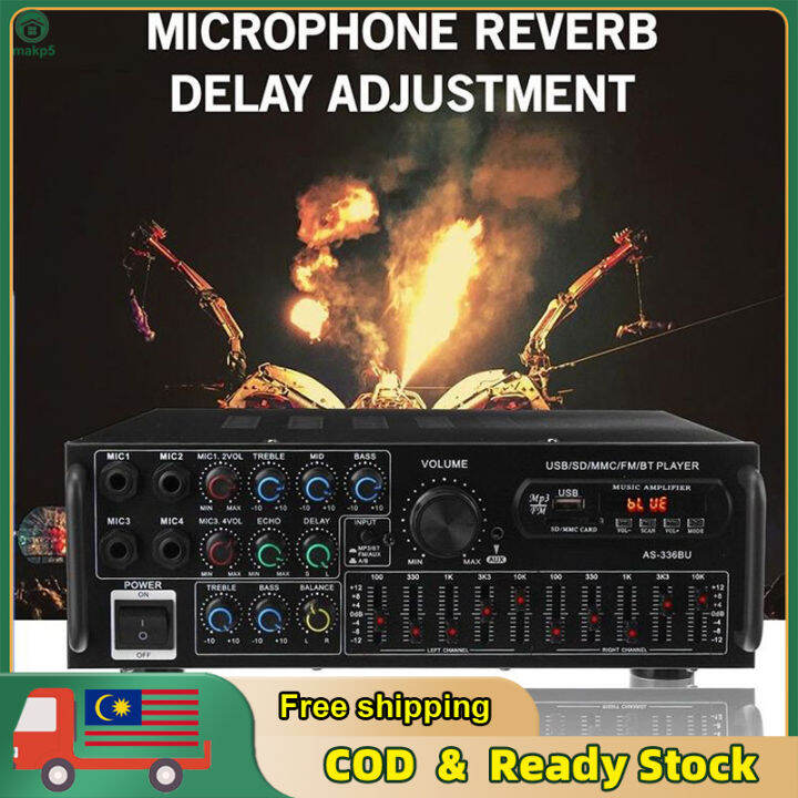 High Power Bluetooth Audio 2 Channel Amplifier 12V/220V Power Amplifier ...