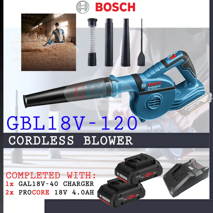 BOSCH GBL18V-120(SOLO) CORDLESS BLOWER C/W 2xPROCORE 18V 4.0AH BATTERY ...