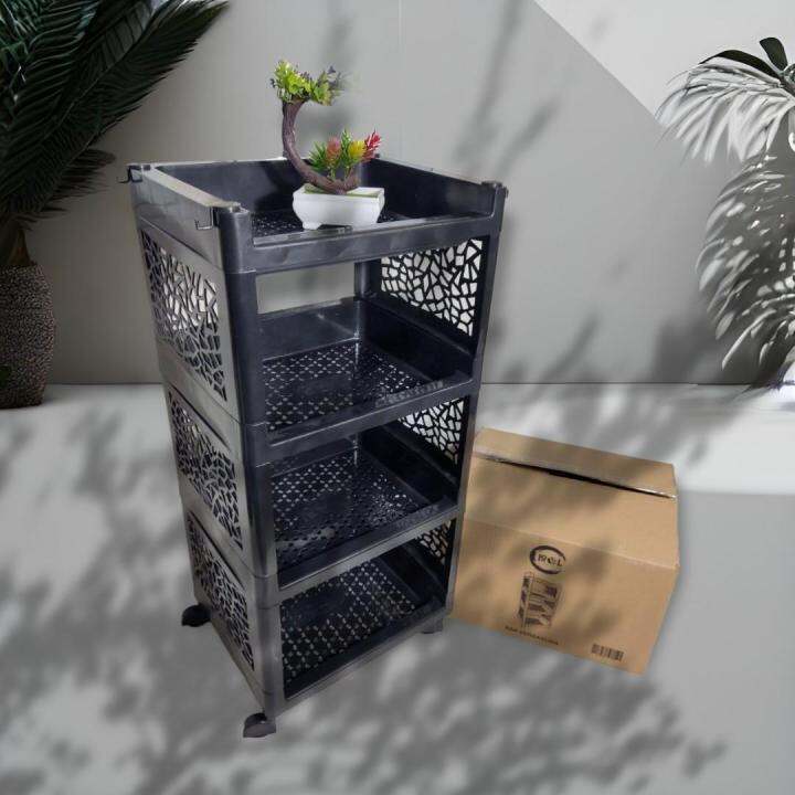 Rak yoyo Plastik 4 susun Dengan Roda Rak 4 Tingkat Rak Dapur Serbaguna ...