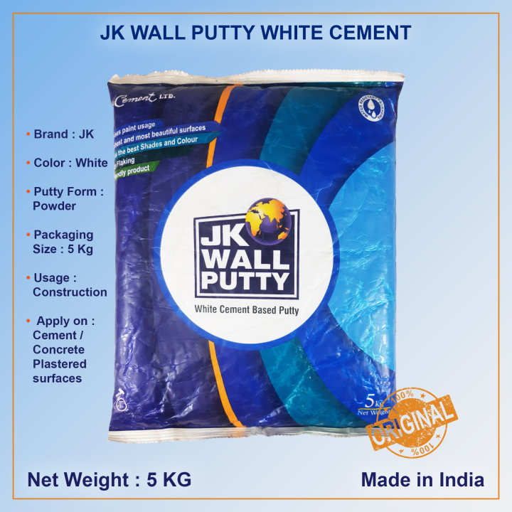 JK White Wall Putty 5KG Made In India Cement Based Concrete Surface ...