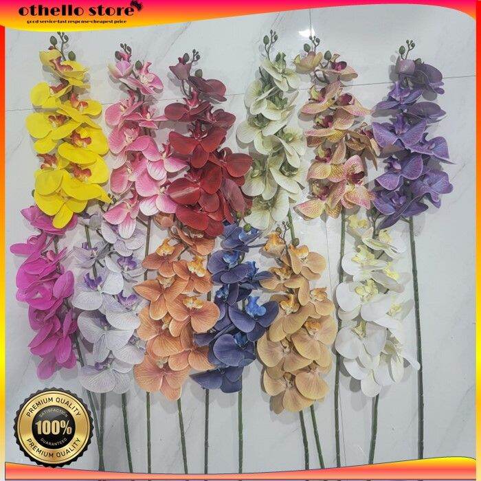 ANGGREK PREMIUM LATEX BUNGA HIAS ARTIFICIAL 9 CABANG BUNGA / DAUN ...