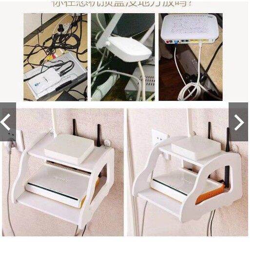 ♤Storage Rack Display Holder Double Floating Wall Mount Shelf Wood Desk ...