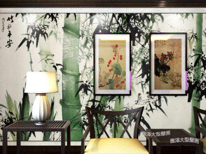 Zhu Bao Ping An Chinese bamboo pattern wallpaper mural sofa wall TV ...