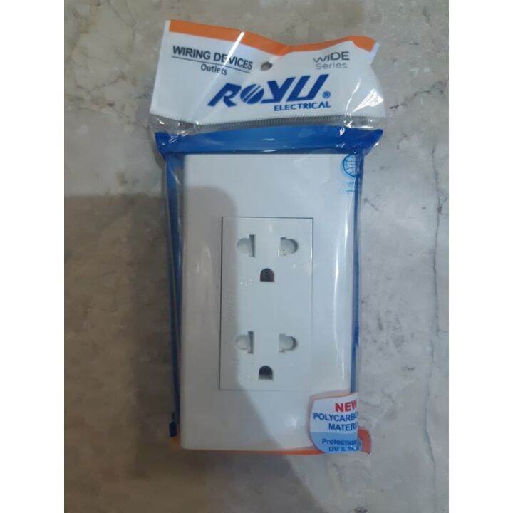 Original 2 Gang Duplex Outlet with Ground with Plate Set / Royu Double ...