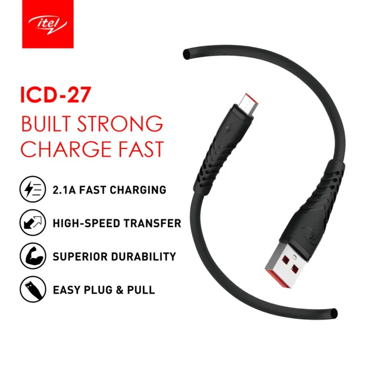 iTEL ICD-27 original strong fast charging micro data cable 5V 2.1A ...