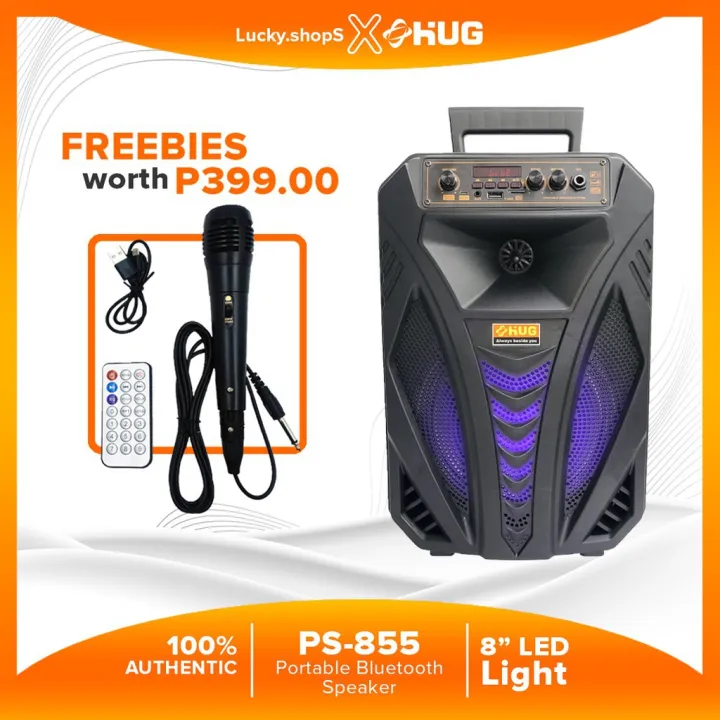 Hug 8" Led Portable Wireless Bluetooth Speaker With Mic And Remote (w ...