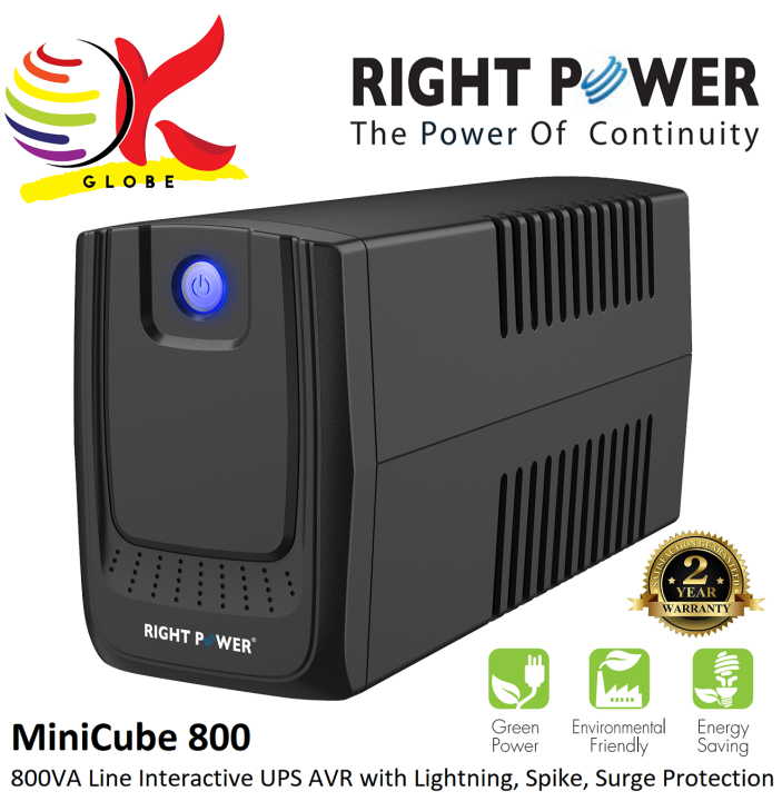 RIGHT POWER MINICUBE 800 800VA LINE INTERACTIVE UPS WITH BUILT IN AVR FOR VOLTAGE STABILIZATION ...