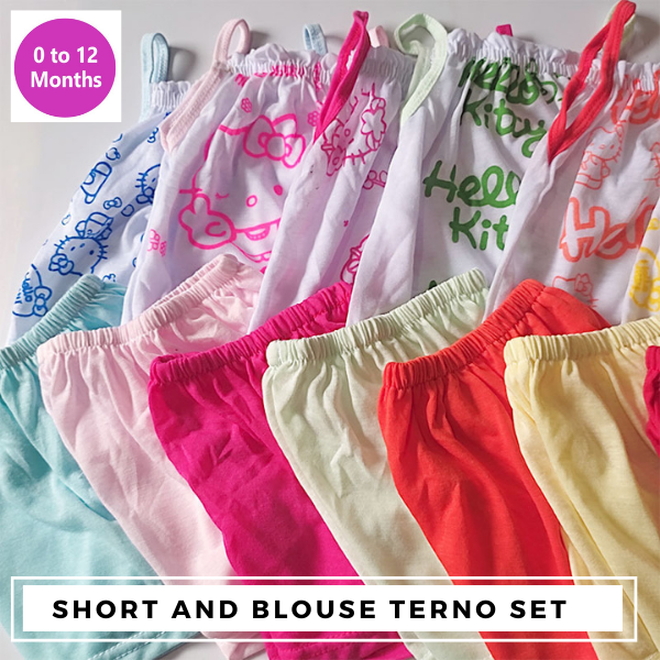 New Born Terno Baby Cotton Sando Short Set sleeveless Homewear for Baby ...