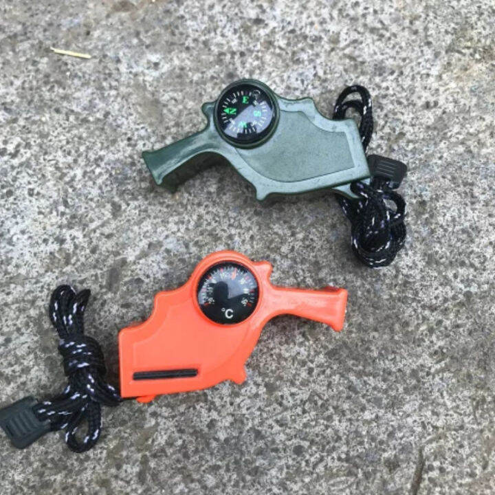 Portable Outdoor Multi-function Whistle with Compass The/rmom/eter Fli ...