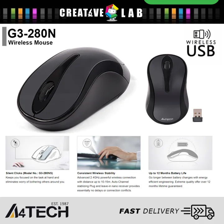 ORIGINAL A4TECH Wireless 2.4G Optical Mouse (V-Track) G3-280N | Lazada PH