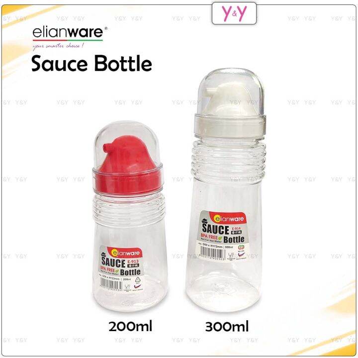 Elianware Sauce Bottle / Transparent Plastic Sauce Bottle / Round Shape Plastic Sauce Container ...