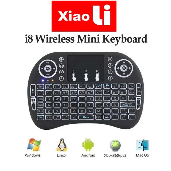i8 Wireless Mini Keyboard 2.4GHz 3-color Backlight Keyboard with ...