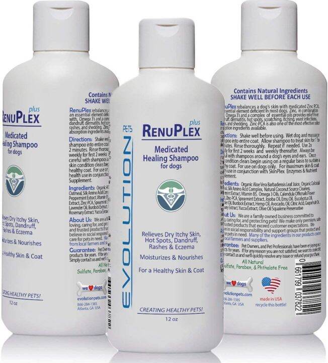 Evolution Pets RenuPlex Plus Medicated Healing Shampoo for Dogs Healthy ...