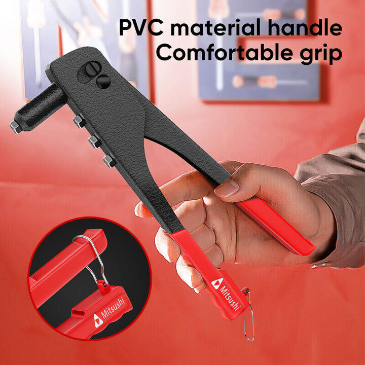 Mitsushi Heavy Duty Hand Riveter, Rivet Gun, 3/32"-1/8"-5/32"-3/16", 4 ...