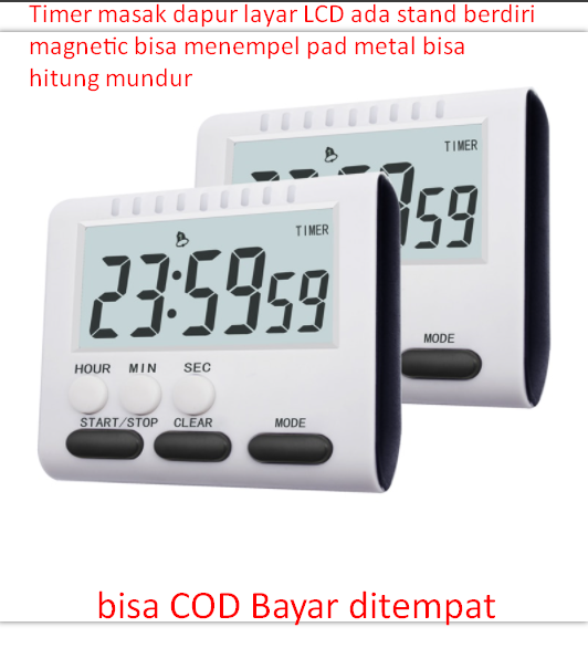 Timer masak dapur layar LCD ada stand berdiri magnetic bisa menempel ...