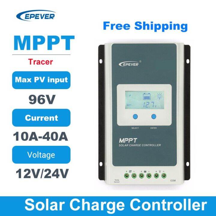 Epever MPPT 10A 20A 30A 40A Traner Solar Charge Controller 12V/24V Auto ...