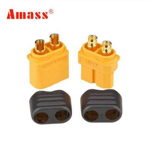 Amass XT60 ขั้วต่อแบต แบตเตอรี่ RC ปลั๊กเสียบปลั๊ก XT60 มีฝาปิดป้องกันช็อต ( 1 คู่ ผู้+เมีย ...