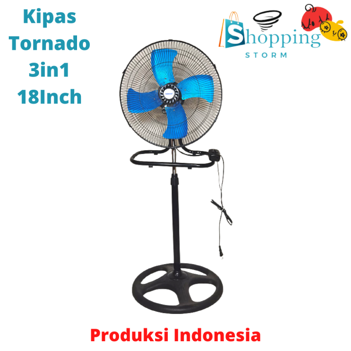 Kipas Angin Tornado Besi 3in1 18Inch Kipas Berdiri Meja Dinding/Tembok ...